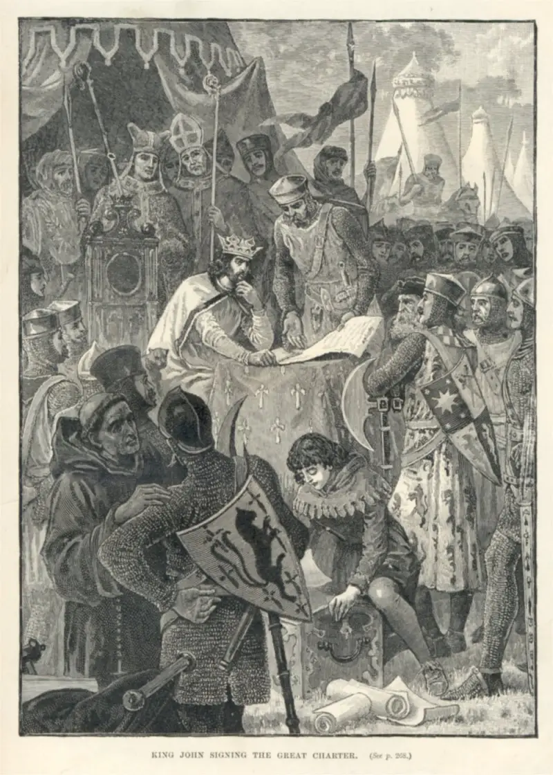 File:King John of England signs the Magna Carta - Illustration from ...